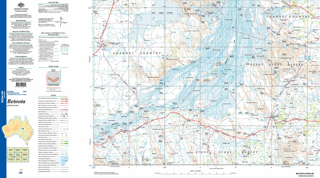 Buy Betoota SG54-06 Topographic Map 1:250k