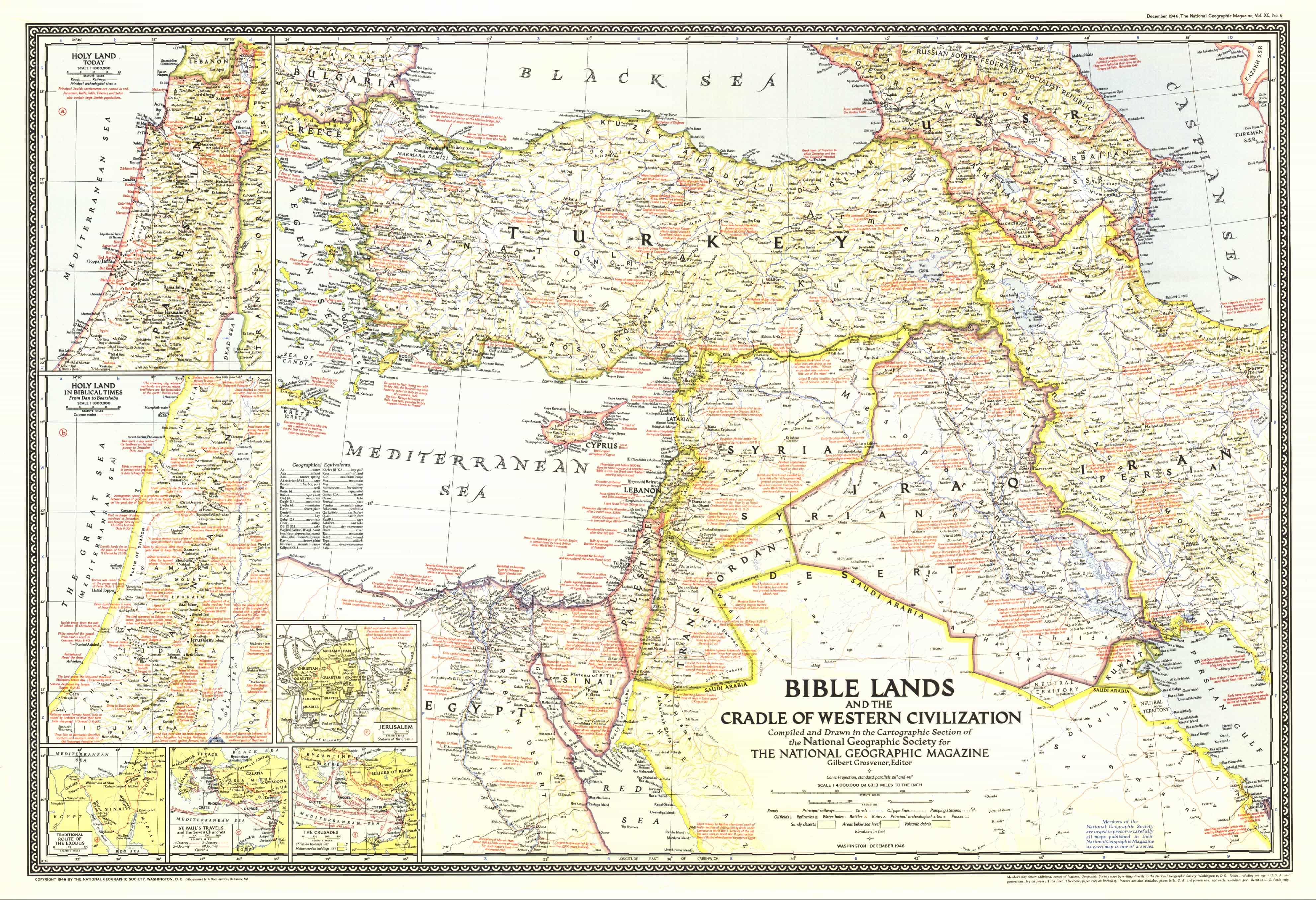 Bible Lands Published 1946 by National Geographic | Shop Mapworld