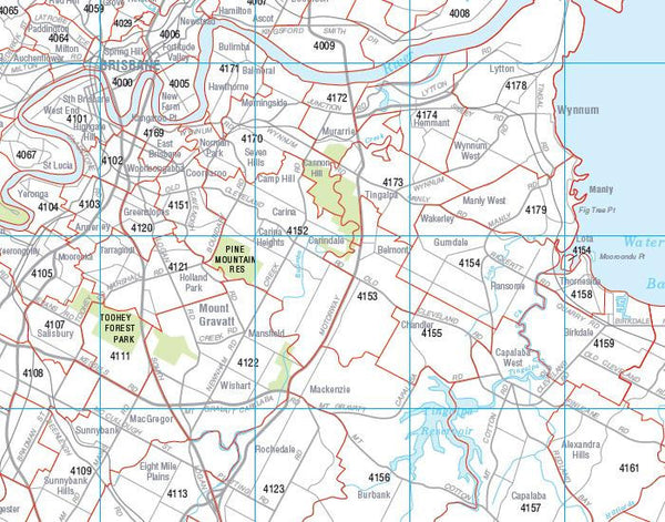 Brisbane & Queensland Postcode Map, Buy Postcode Map of Brisbane - Mapworld
