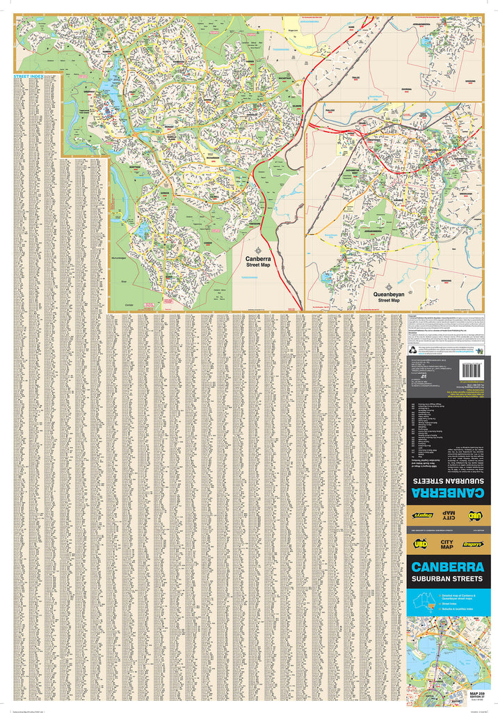 Buy Canberra UBD wall map with hang rails - Mapworld