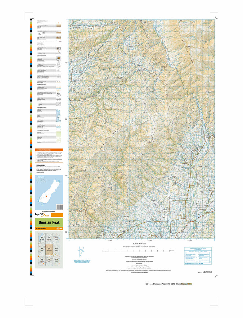 Buy CB14 - Dunstan Peak Topo50 map