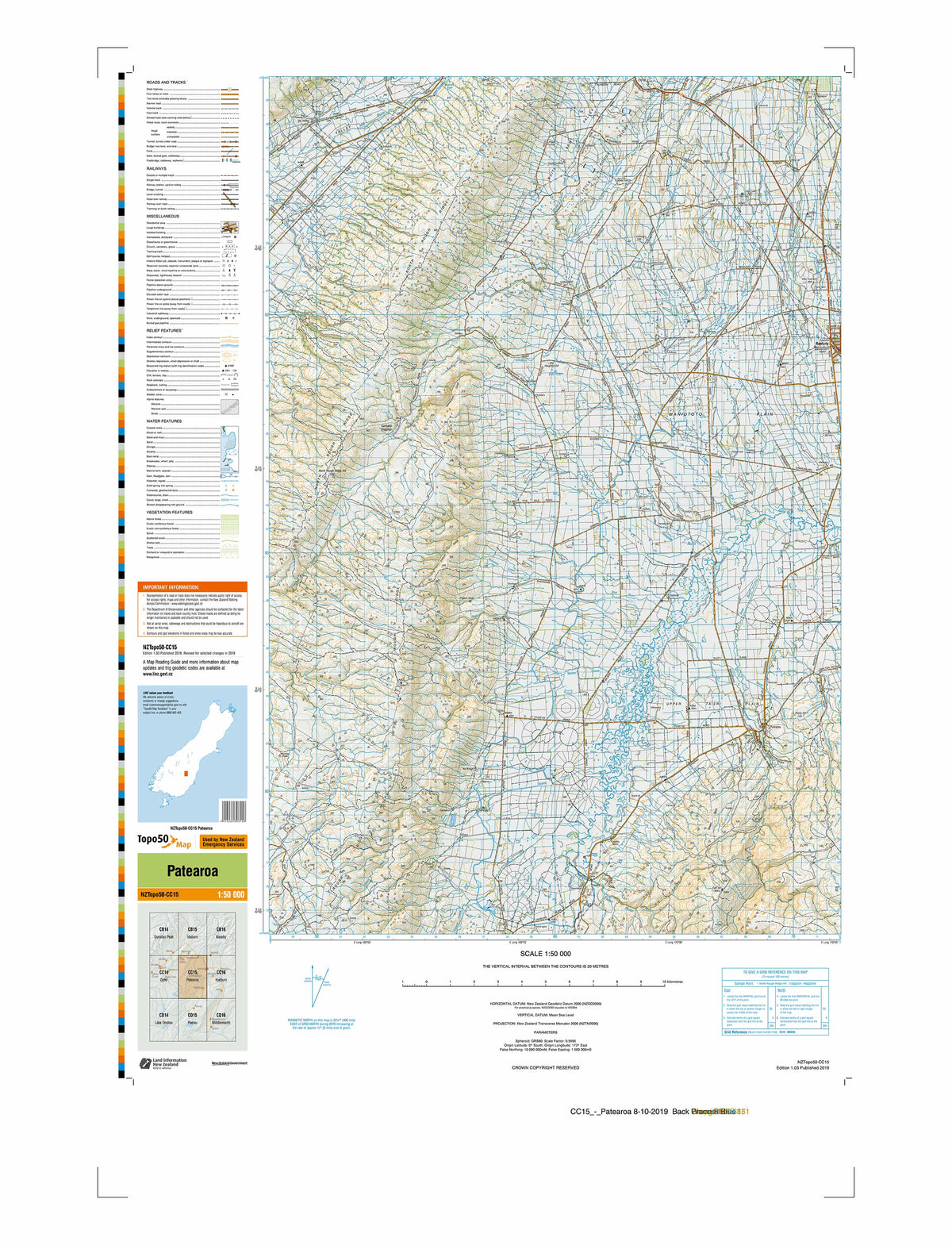 CC15 - Patearoa Topo50 map | Mapworld