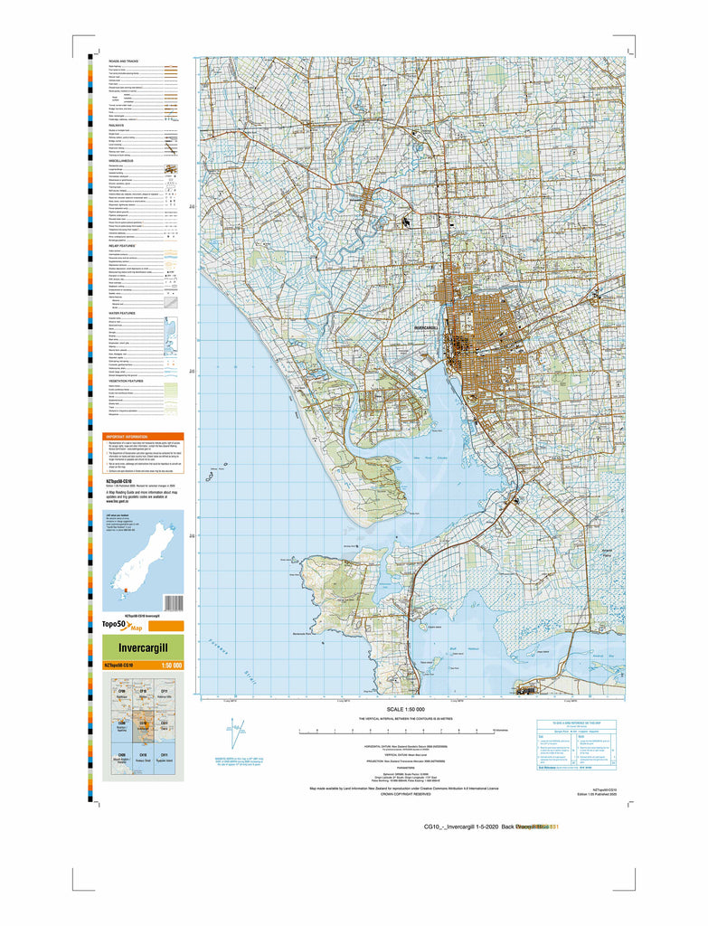 Buy CG10 - Invercargill Topo50 map