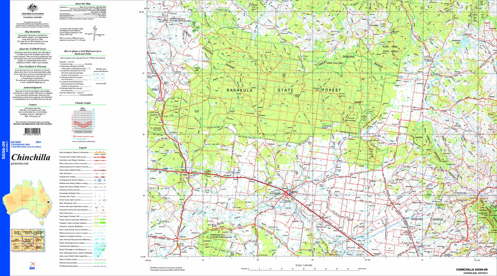 Chinchilla SG56-09 Topographic Map 1:250k | Mapworld