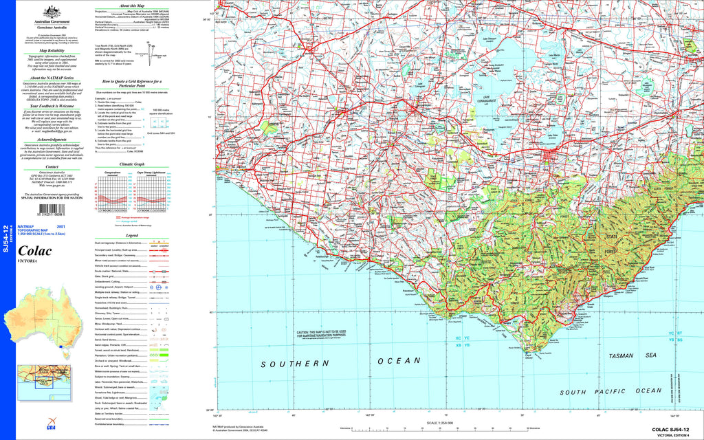 Buy Colac SJ54-12 Topographic Map 1:250k