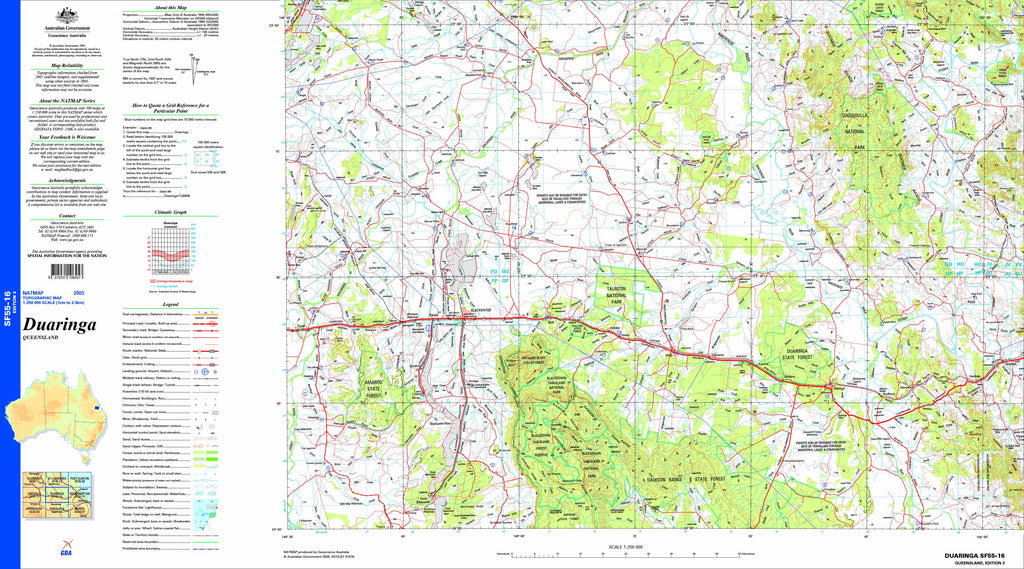 Duaringa SF55-16 Topographic Map 1:250k | Mapworld