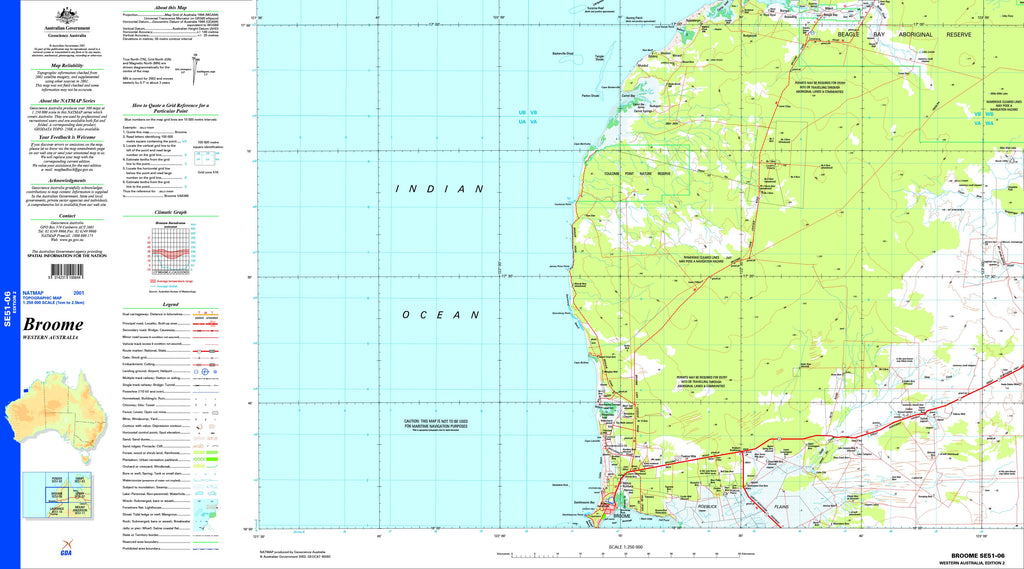Broome SE51-06 1:250k Topo, Buy Map of Broome - Mapworld