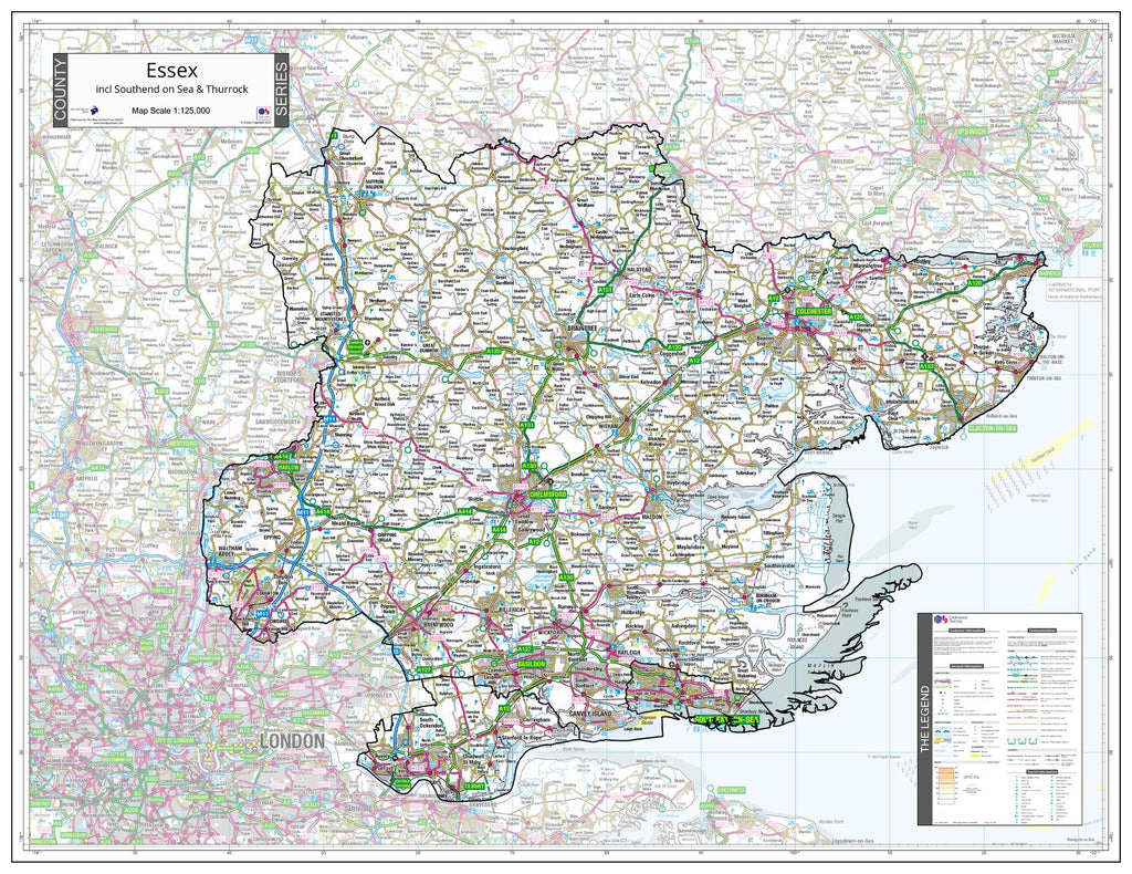 County Map of Essex 960 x 740mm