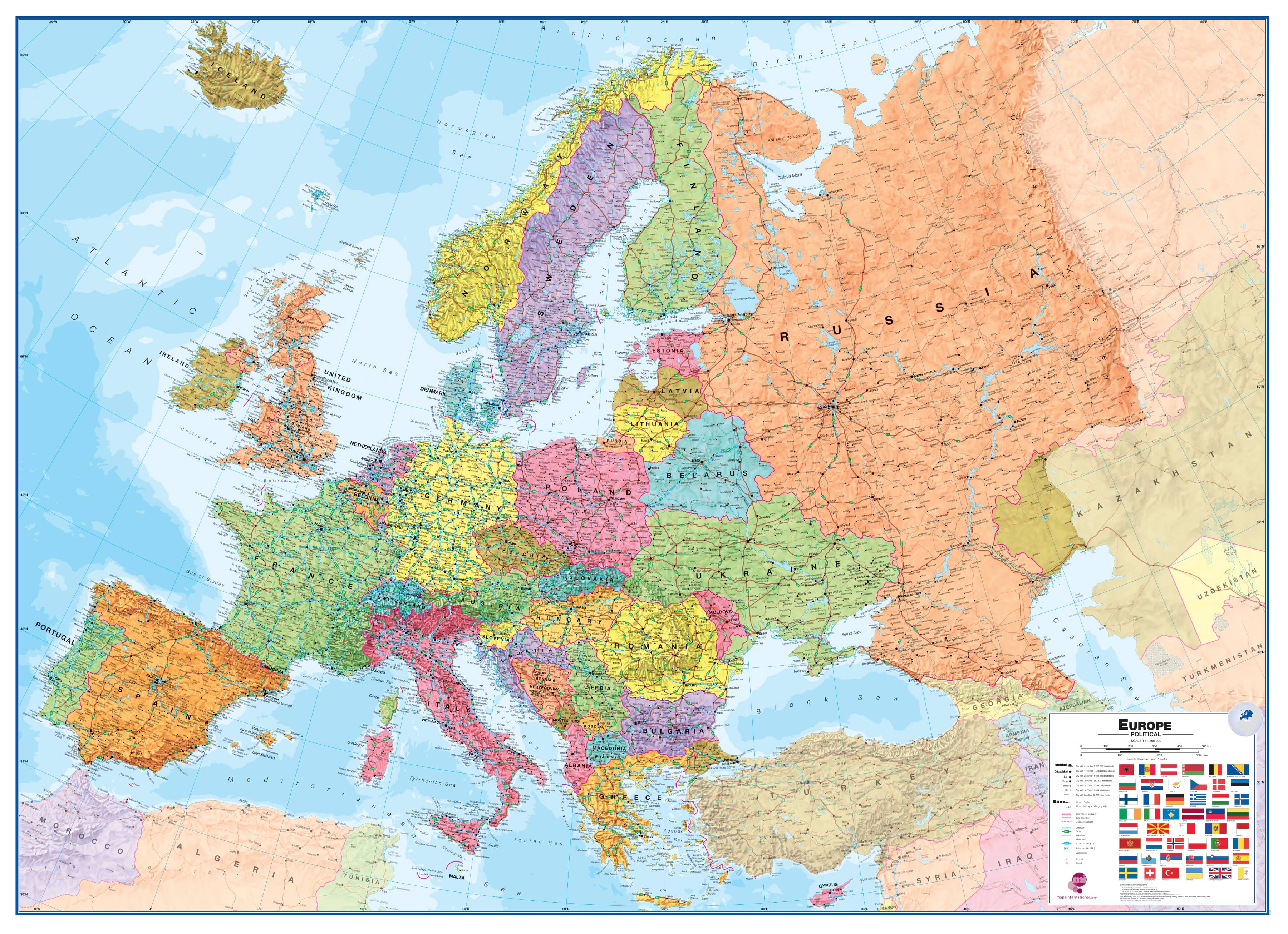 Europe Wall Map,Buy Wall Map of Europe - Mapworld