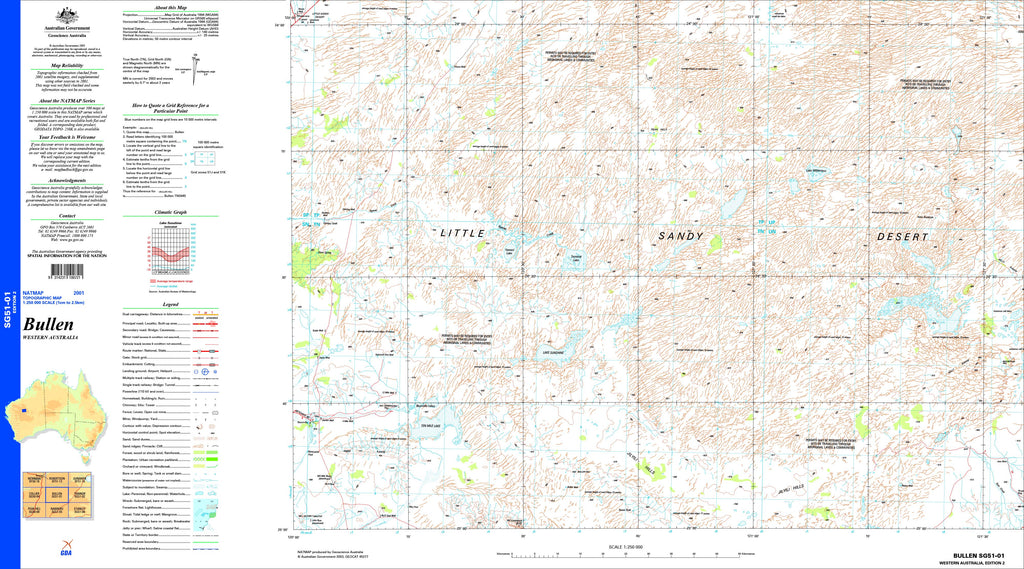 Bullen SG51-01 1:250k Topo, Buy Map of Bullen - Mapworld