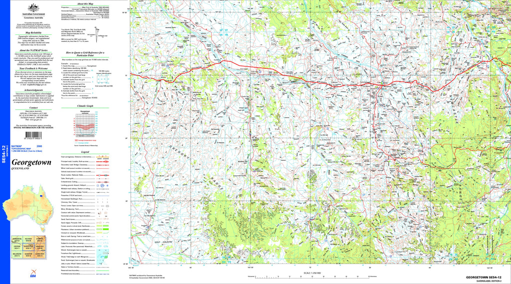 Georgetown SE54-12 Topographic Map 250k | Shop Mapworld