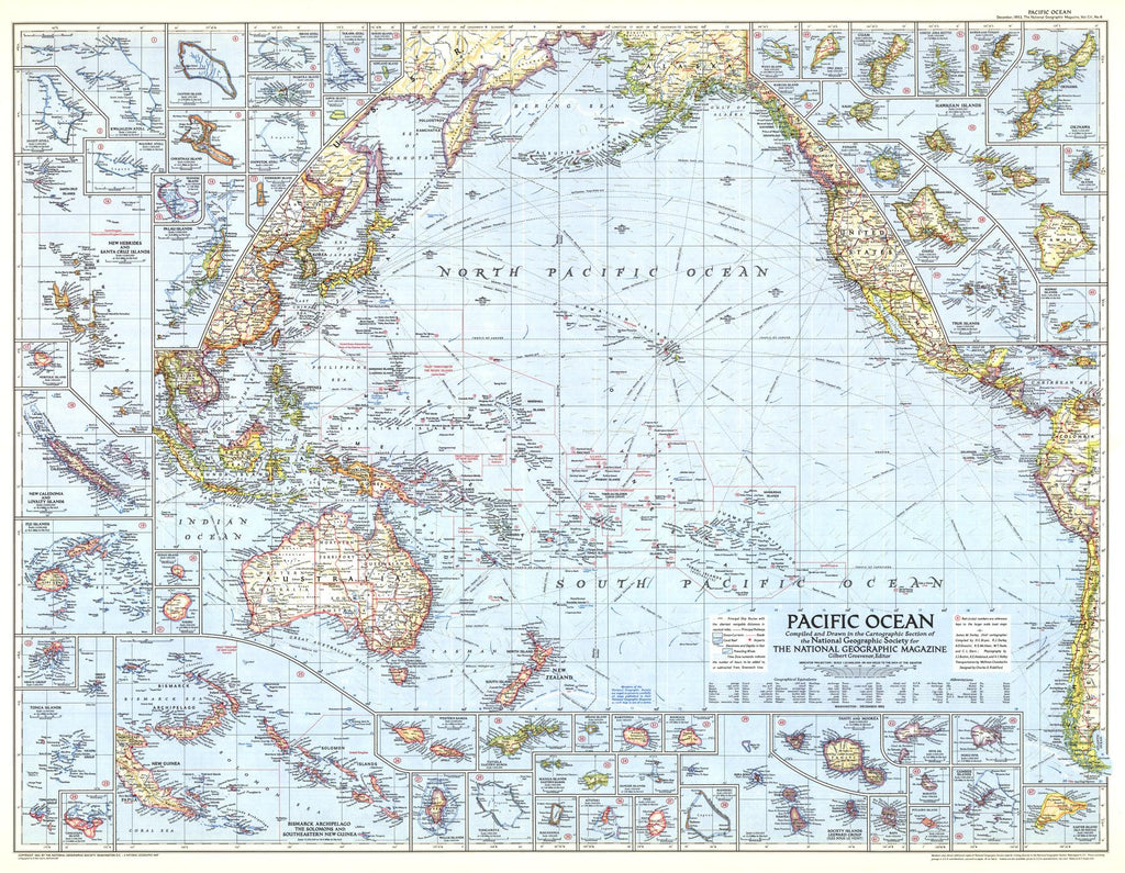 Pacific Ocean Map - Published 1952 National Geographic | Shop Mapworld