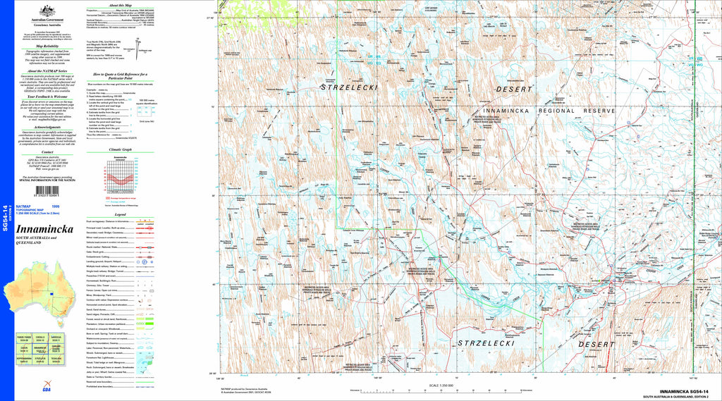 Buy Innamincka SG54-14 Topographic Map 1:250k