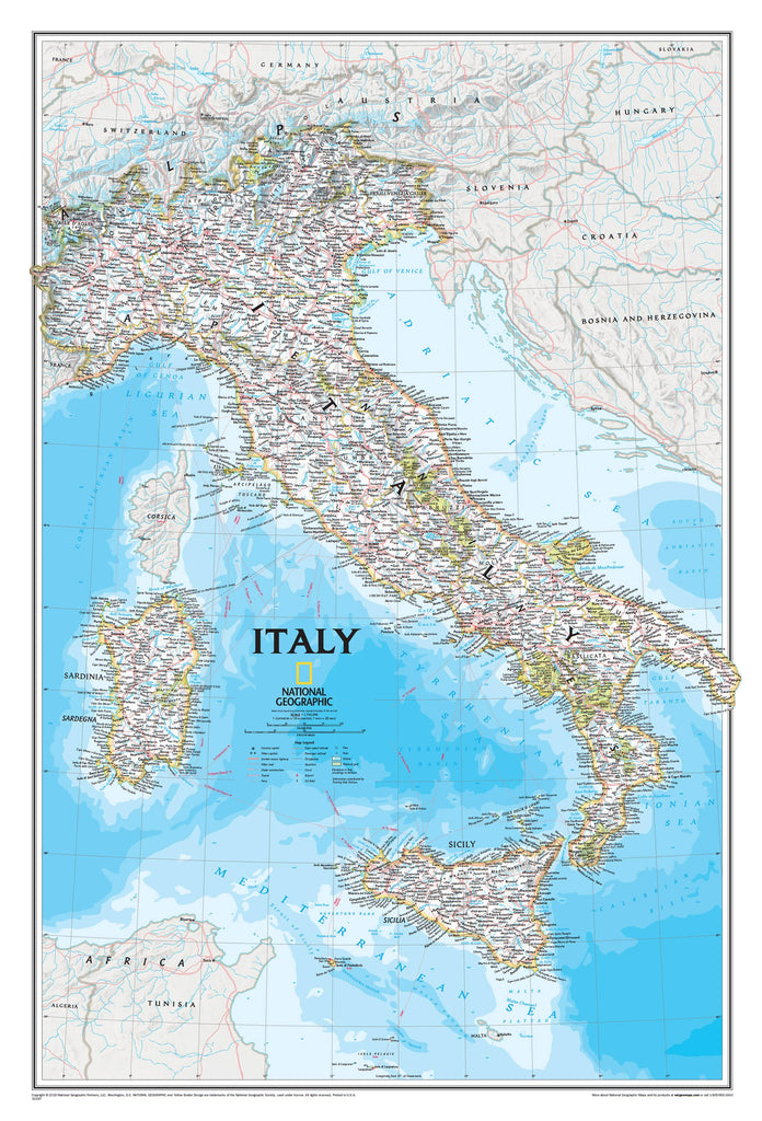 Italy NGS Wall Map, Buy Wall Map of Italy - Mapworld