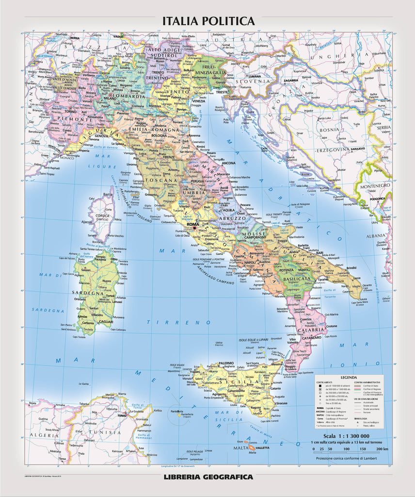 Italy Political Wall Map, Buy Wall Map of Italy - Mapworld
