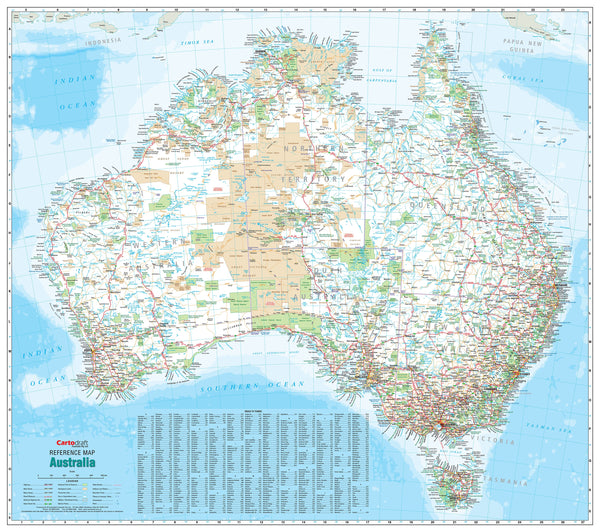 Australia Reference Megamap B 2000 x 1780mm Laminated Cartodraft with