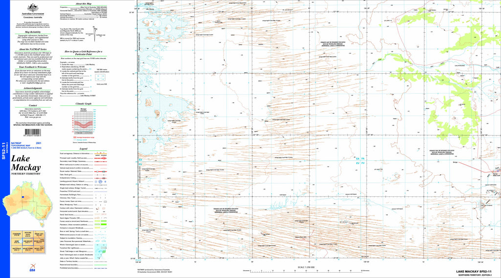 Lake Mackay SF52-11 Topographic Map 1:250k | Mapworld