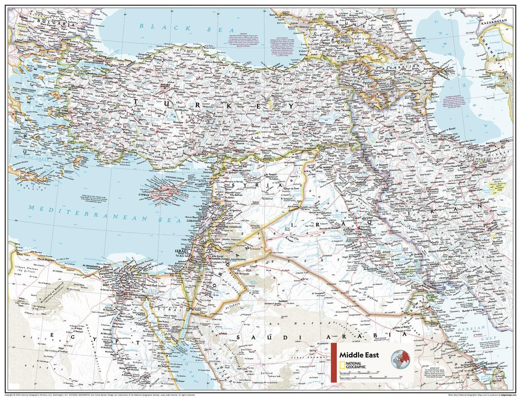 Middle East Atlas of the World, 11th Edition, National Geographic Wall