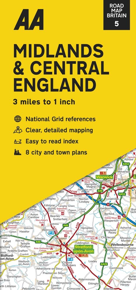 Midlands AA Map, Buy Map of Britain - Mapworld