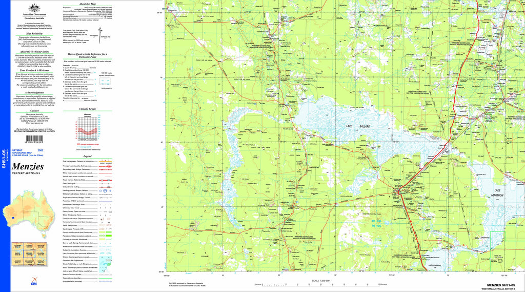 Menzies SH51-05 Topographic Map 1:250k | Mapworld