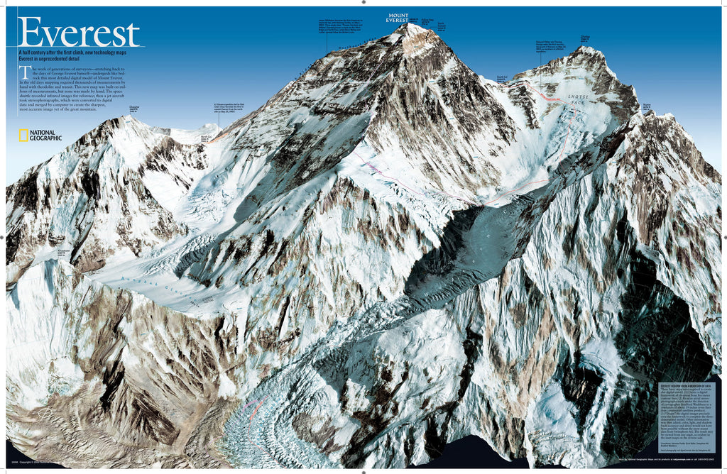 Mount Everest Map 50th Anniversary National Geographic | Shop Mapworld