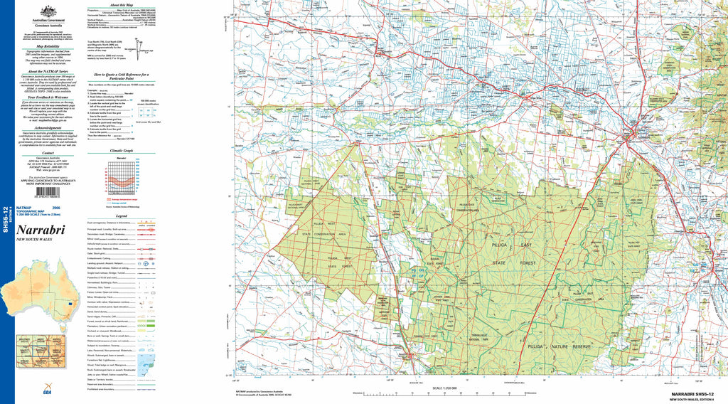 Buy Narrabri SH55-12 Topographic Map 1:250k