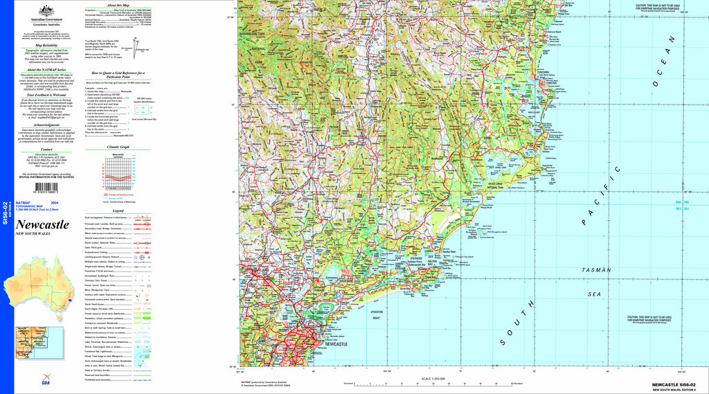 Newcastle SI56-02 Topographic Map 1:250k | Mapworld