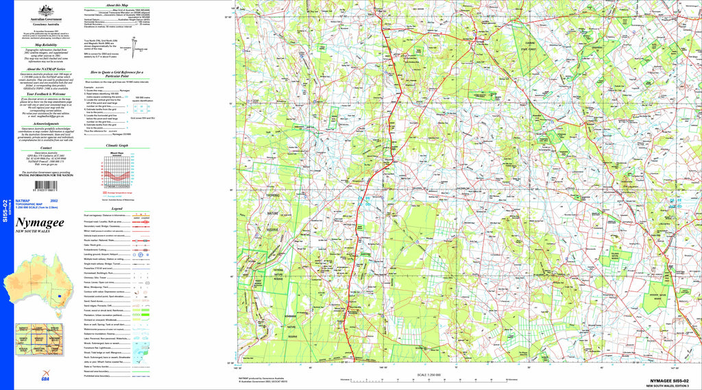 Nymagee SI55-02 Topographic Map 1:250k | Mapworld