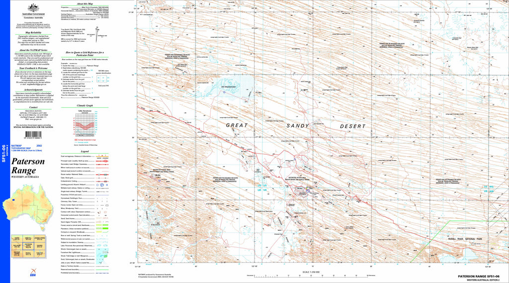 Paterson Range SF51-06 1:250k Topo, Buy Map of Paterson Range - Mapworld