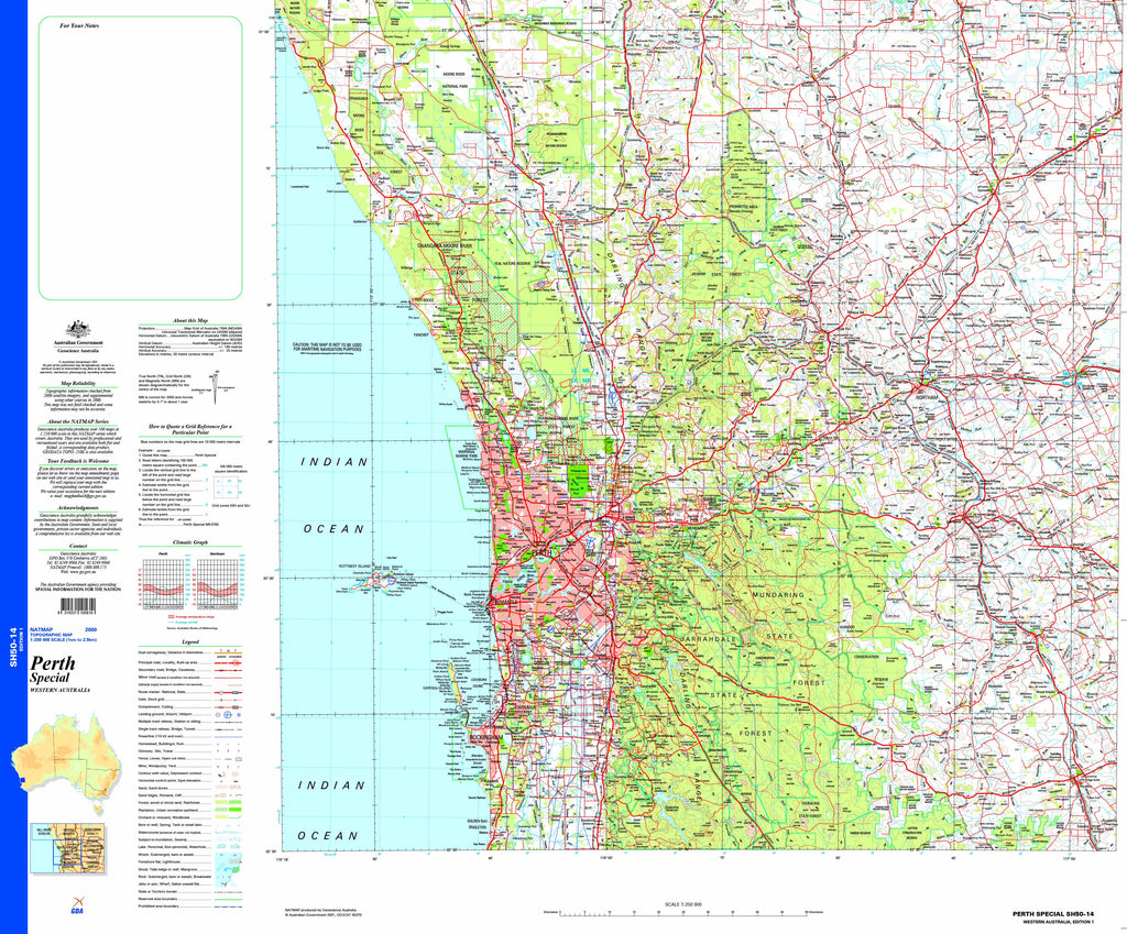 Perth Special SH50-14 Topographic Map 1:250k | Mapworld