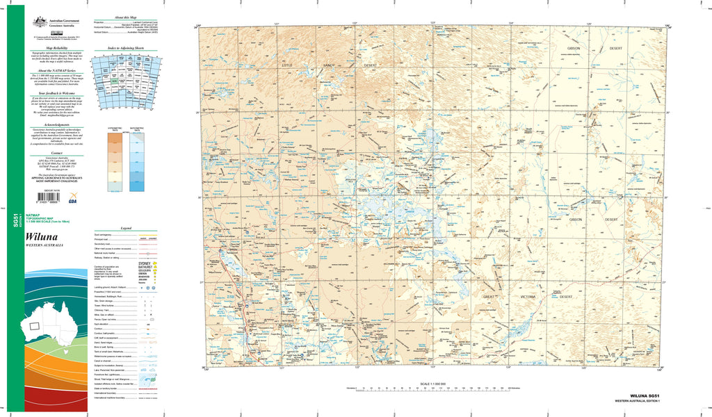 Buy SG-51 Wiluna 1:1 Million General Reference Topographic Map