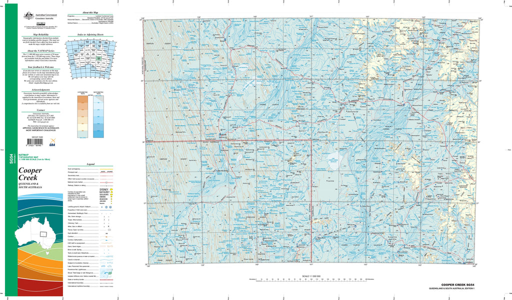 SG-54 Cooper Creek 1:1 Million General Reference | Mapworld