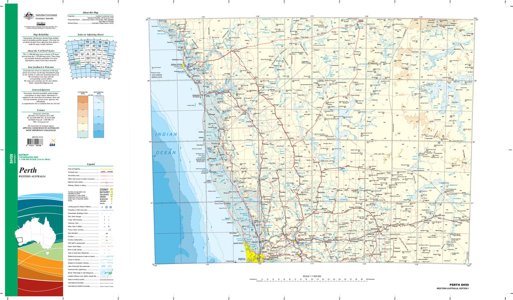 Buy SH-50 Perth 1:1 Million General Reference Topographic Map