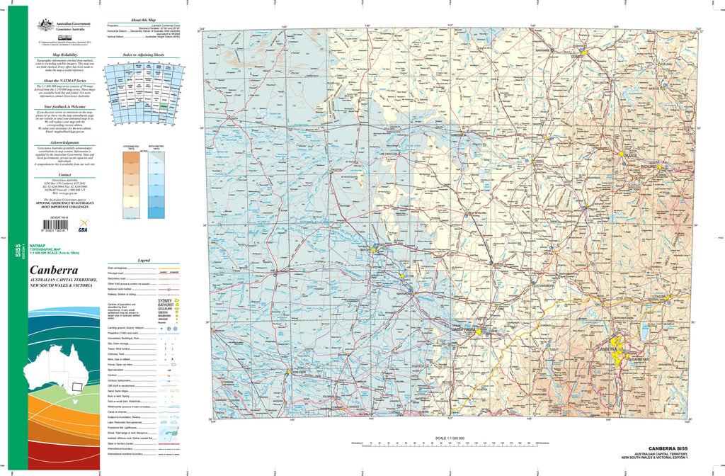 Buy SI-55 Canberra 1:1 Million General Reference Topographic Map
