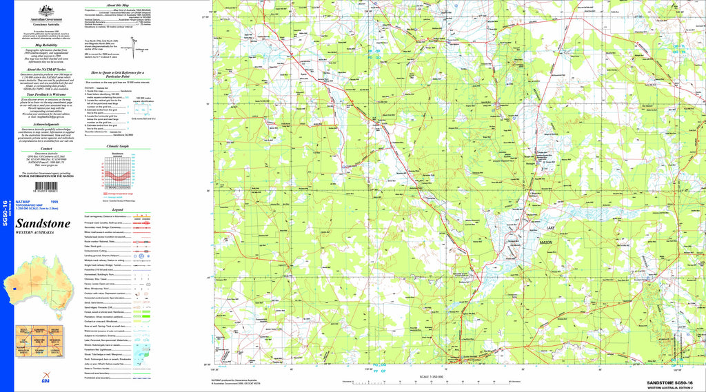 Sandstone SG50-16 Topographic Map 1:250k | Mapworld