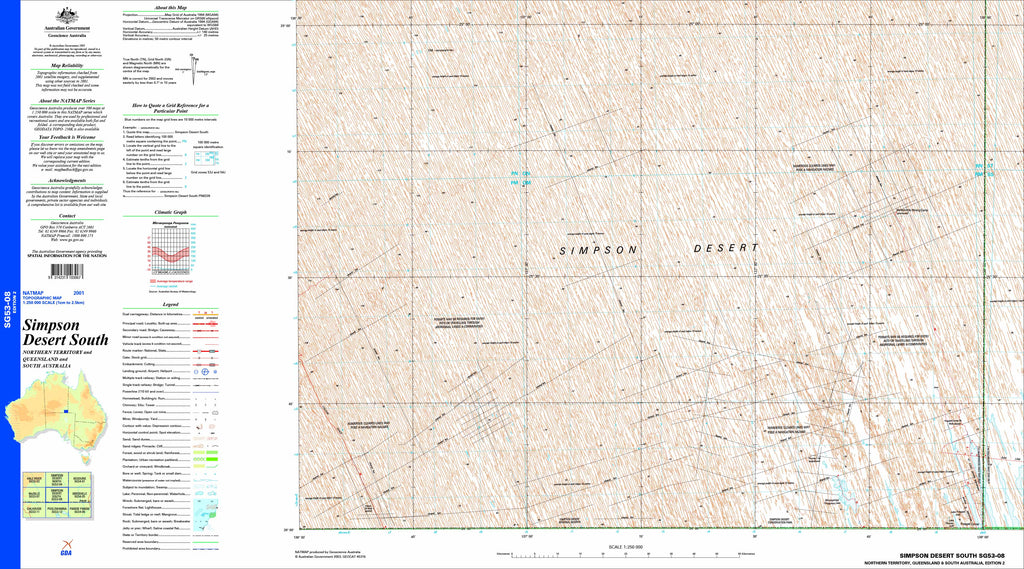 Buy Simpson Desert South SG53-08 Topographic Map 1:250k