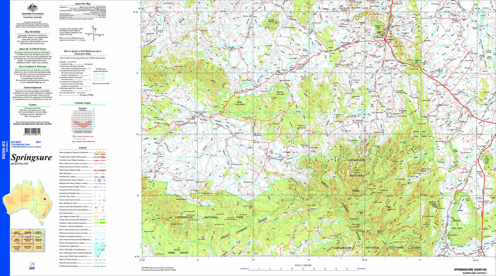 Buy Springsure SG55-03 Topographic Map 1:250k
