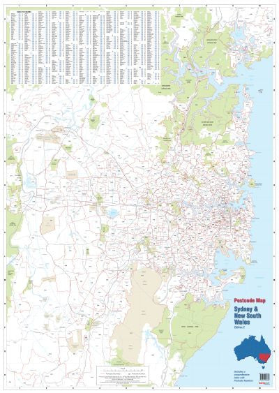 New South Wales & Sydney Postcode Map, Buy Postcode Map of New South ...