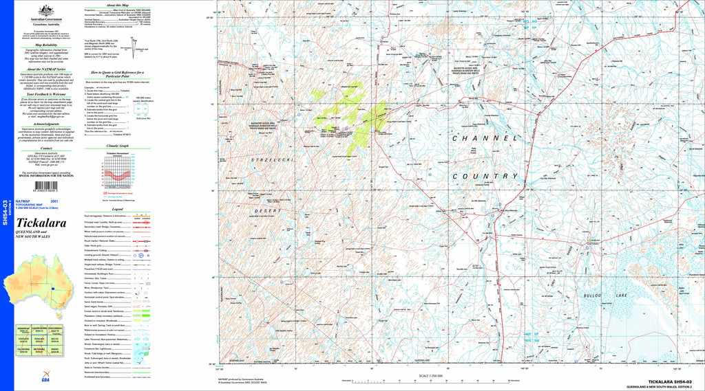 Tickalara SH54-03 Topographic Map 1:250k | Mapworld