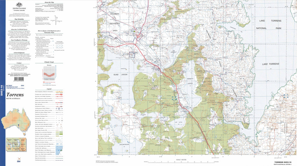 Buy Torrens SH53-16 Topographic Map 1:250k