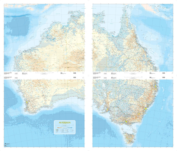 Buy Australia-in-Four Topographic wall map SW Sheet | Shop Mapworld