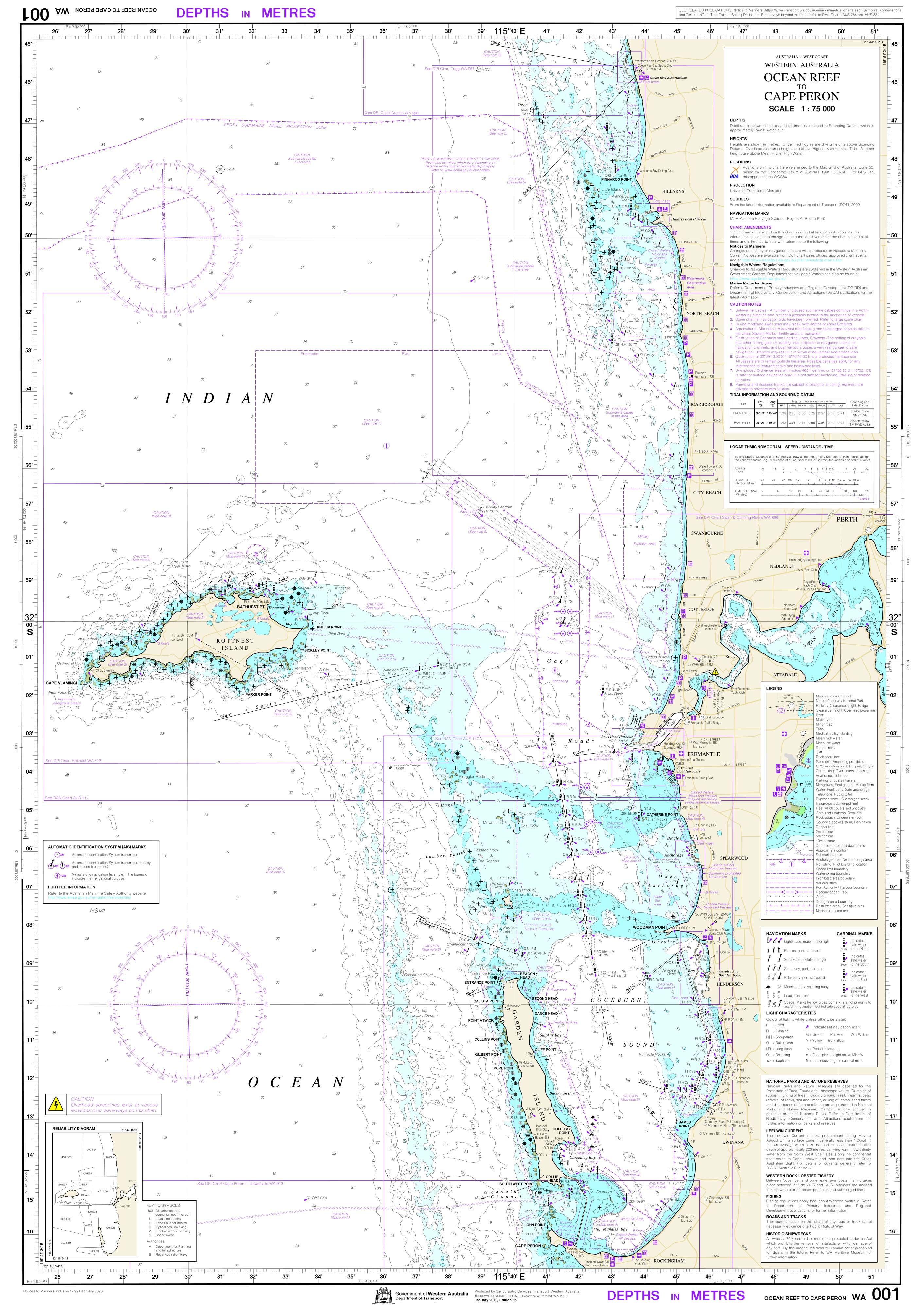 001 - Ocean Reef to Cape Peron Chart, Buy Chart of Ocean Reef to Cape ...
