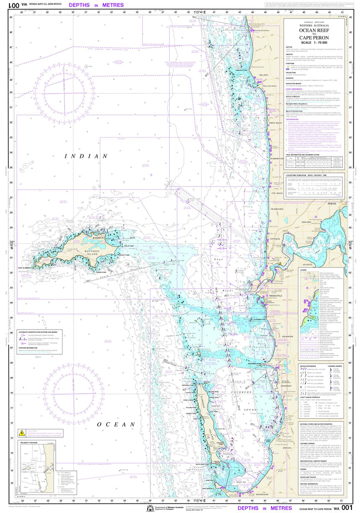 001 - Ocean Reef to Cape Peron Chart, Buy Chart of Ocean Reef to Cape ...