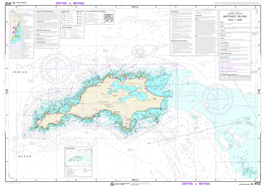 412- Rottnest Island Chart, Buy Chart of Rottnest - Mapworld