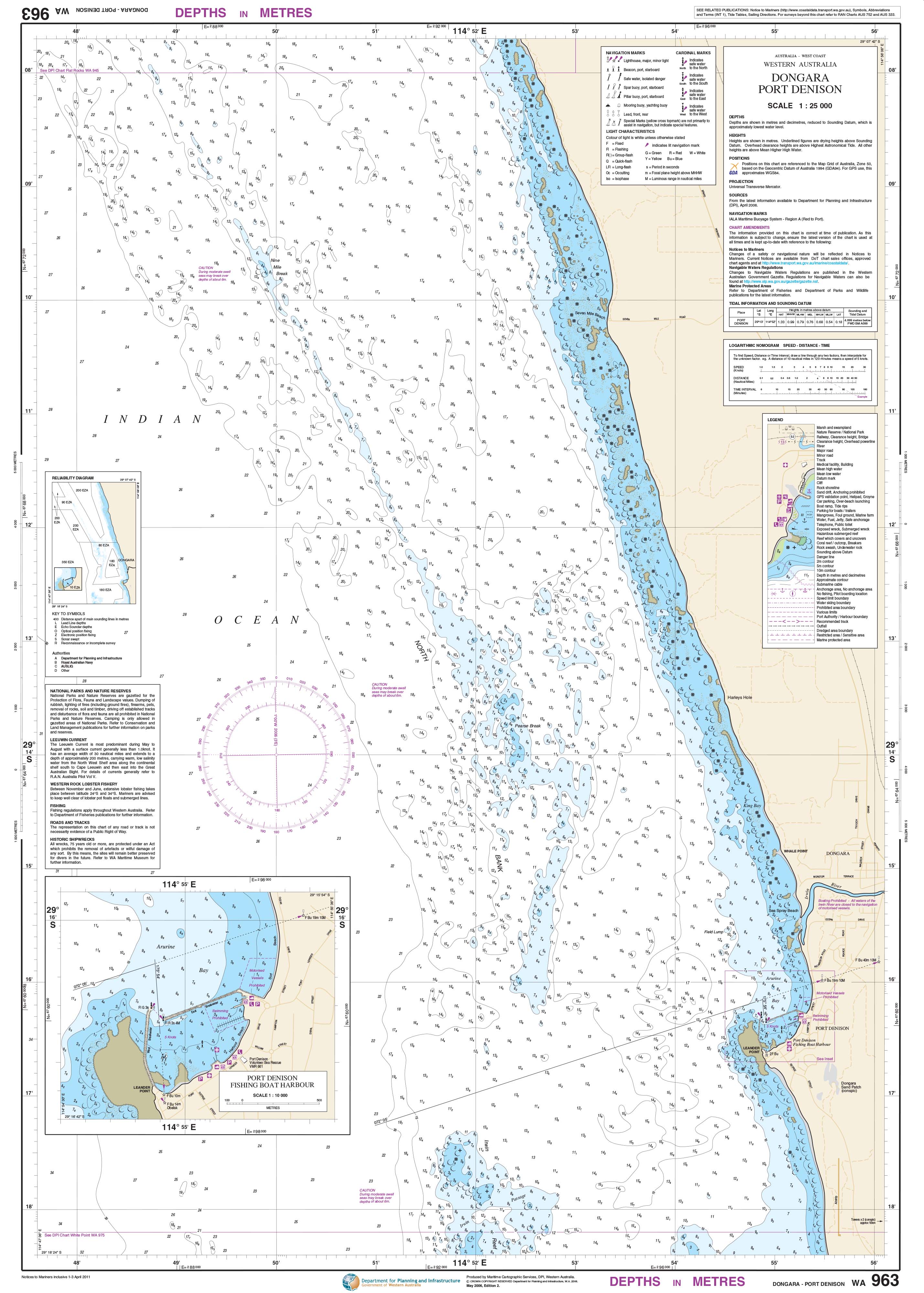 963 - Dongara - Point Denison, Buy Chart of Dongara to Point Denison ...