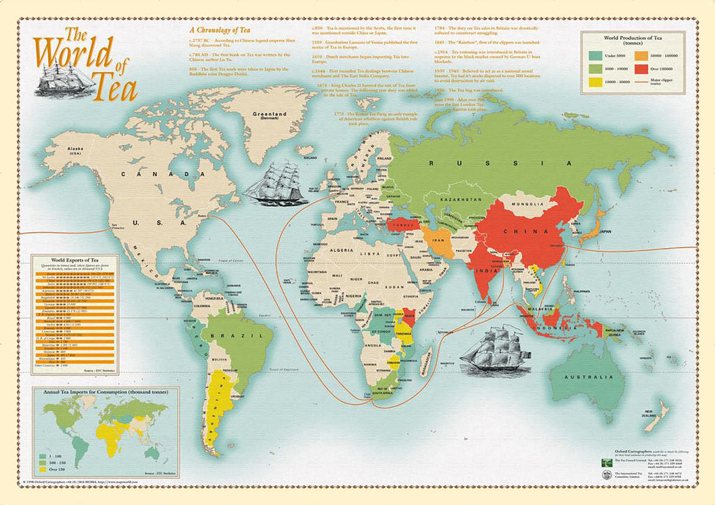 World of Tea Map by Oxford Cartographers | Shop Mapworld