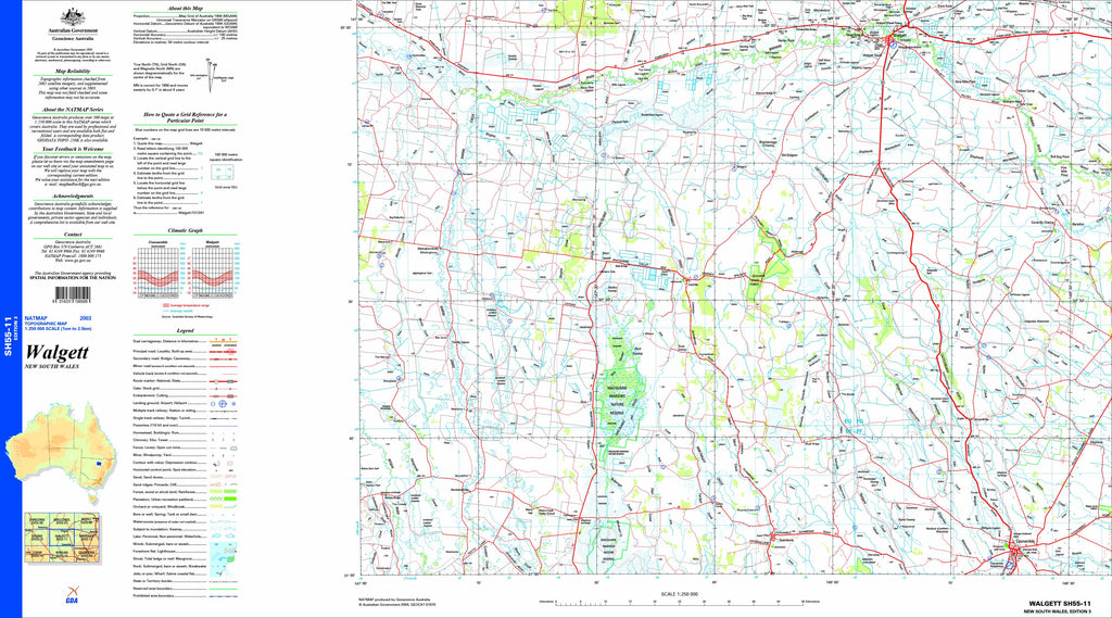 Buy Walgett SH55-11 Topographic Map 1:250k