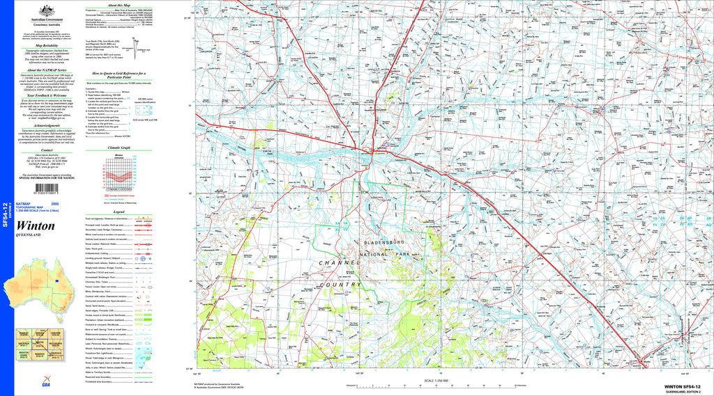 Winton SF54-12 Topographic Map 250k | Shop Mapworld
