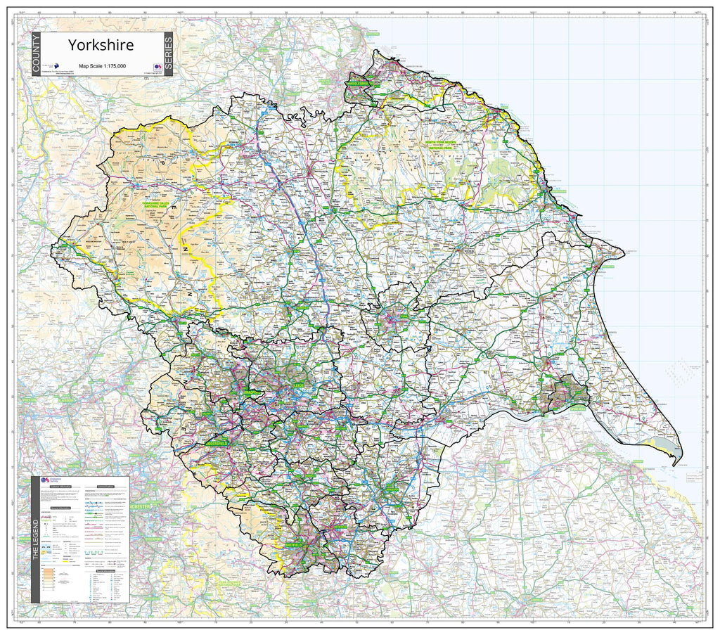 County Map of Yorkshire 1020 x 900mm