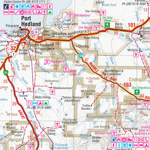Buy Pilbara Hema wall map with hang rails - Mapworld